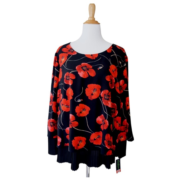 Cartise Canada | Tops | New Cartise Red Floral Print Top Plus Size 6 ...